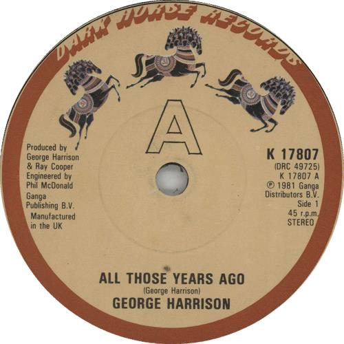 George Harrison All Those Years Ago UK 7" vinyl single (7 inch record ...