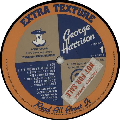 George Harrison Extra Texture - Factory Sample UK vinyl LP album (LP ...