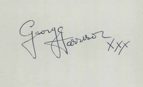 George Harrison Mounted Autograph With Period Picture UK memorabilia ...