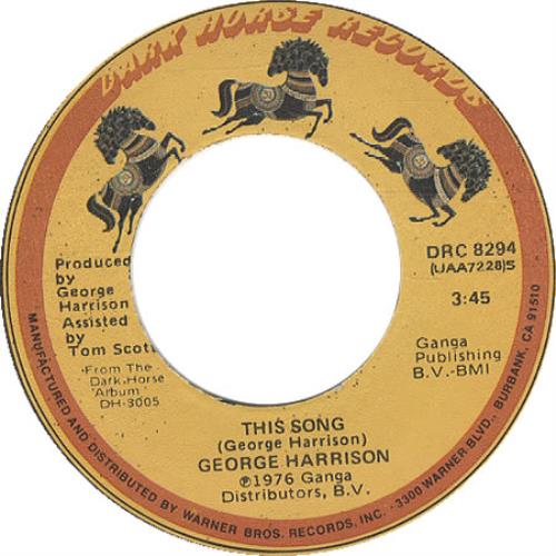 George Harrison This Song US 7" vinyl single (7 inch record / 45) (56268)