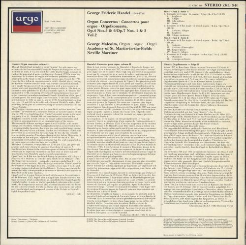 George Malcolm Handel: Organ Concertos Vol. 2 UK vinyl LP album (LP ...