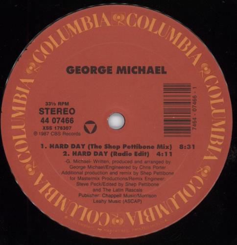 George Michael Hard Day - stickered shrink US 12" vinyl single (12 inch ...