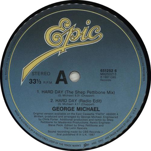 George Michael Hard Day Australian 12" vinyl single (12 inch record ...
