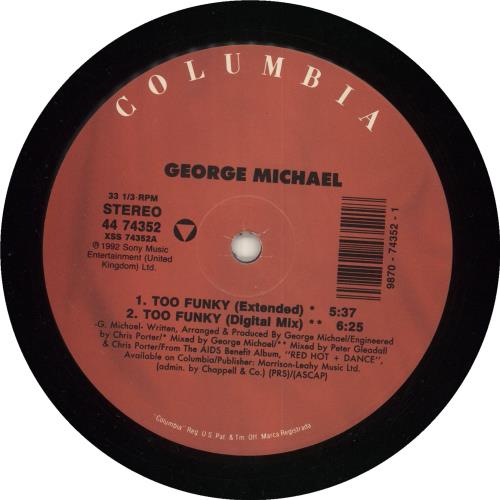 George Michael Too Funky US 12" vinyl single (12 inch record / Maxi ...