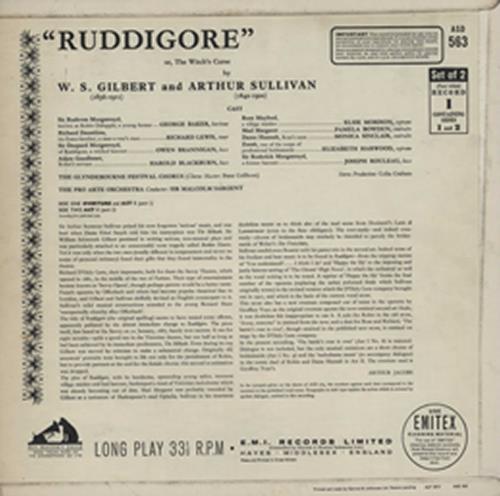 Gilbert & Sullivan Ruddigore - Parts 1 & 2 - 1st UK 2-LP vinyl record ...