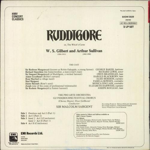 Gilbert & Sullivan Ruddigore UK 2-LP vinyl record set (Double LP Album ...