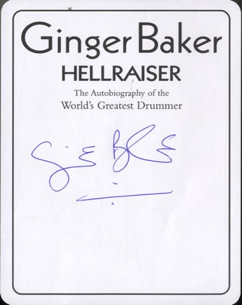 Ginger Baker Hellraiser - Autographed UK memorabilia (585427) SIGNED ...