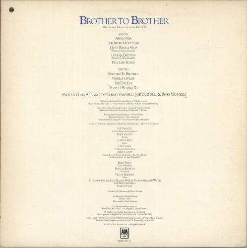 Gino Vannelli Brother To Brother UK vinyl LP album (LP record) (417127)