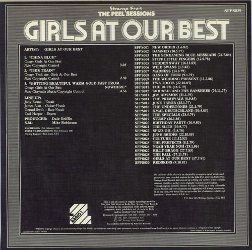 Girls At Our Best The Peel Sessions UK 12" vinyl single (12 inch record ...