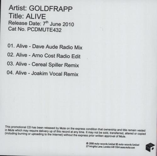 Goldfrapp Alive UK Promo CD-R acetate (661737)
