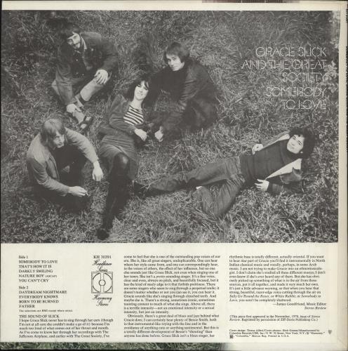Grace Slick Somebody To Love - Export Issue US vinyl LP album (LP ...