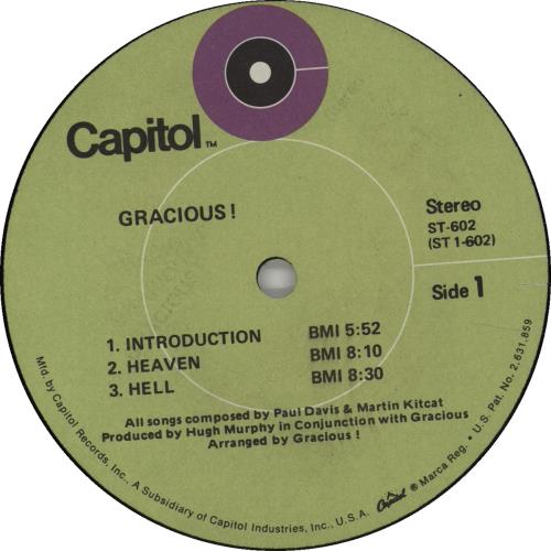 Gracious! Gracious! US vinyl LP album (LP record) (204853)