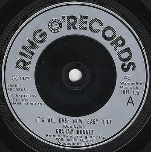 Graham Bonnet It's All Over Now Baby Blue UK 7" vinyl single (7 inch ...