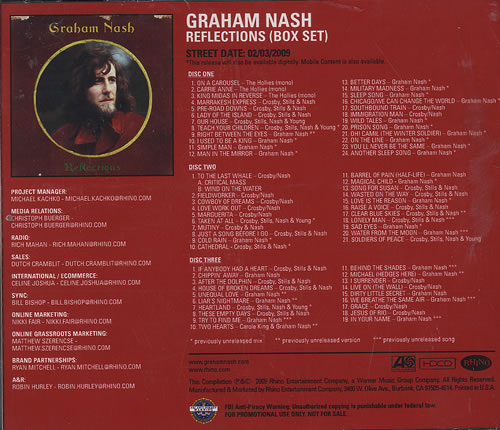 Graham Nash Reflections US Promo CD-R acetate (461620)