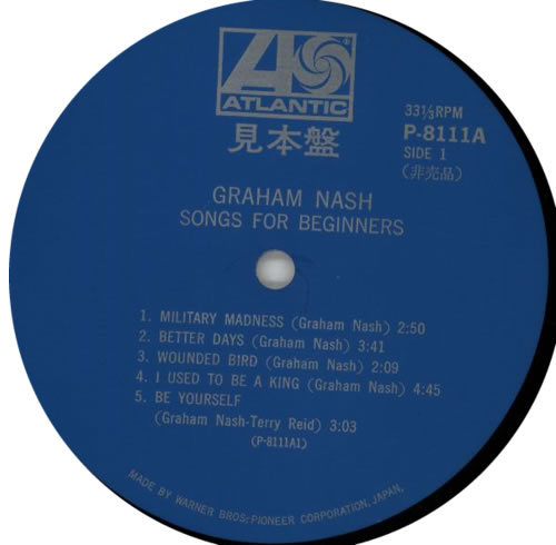 Graham Nash Songs For Beginners Japanese Promo vinyl LP album (LP ...