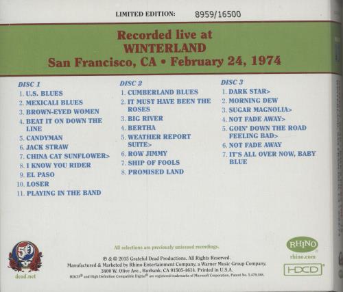 Grateful Dead Dave's Picks Volume 13: Winterland, San Francisco, CA 2/24/74 US 3-CD album set ...