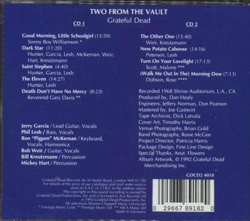 Grateful Dead Two From The Vault UK 2 CD album set (Double CD) (805573)