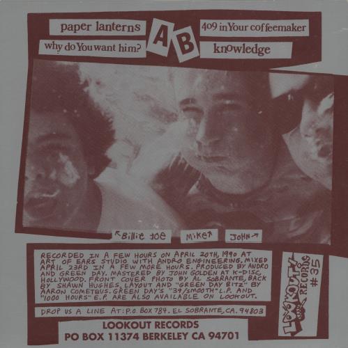 Green Day Slappy EP US 7" vinyl single (7 inch record / 45) (369743)