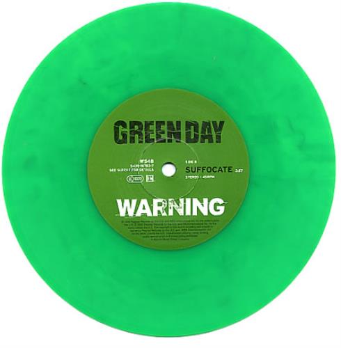 Green Day Warning - Green vinyl UK 7" vinyl single (7 inch record / 45 ...