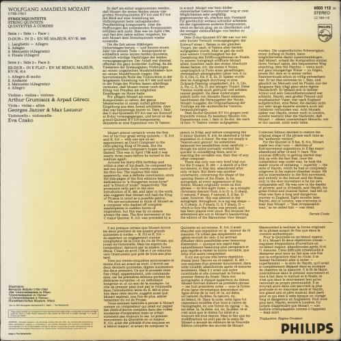 Grumiaux Trio W.A. Mozart: Streichquintette KV 593 & KV 614 Dutch vinyl LP album (LP record ...