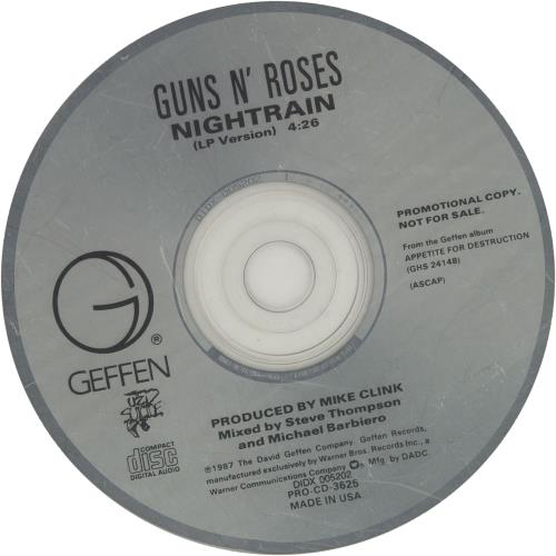 Guns N Roses Nightrain US Promo CD single (CD5 / 5") (1024)