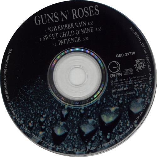 Guns N Roses November Rain German CD single (CD5 / 5") (2162)