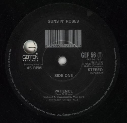 Guns N Roses Patience UK Promo 12" vinyl single (12 inch record / Maxi ...