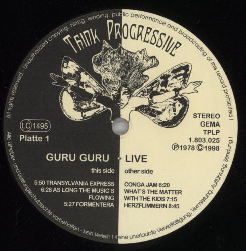 Guru Guru Live German 2-LP vinyl record set (Double LP Album) (844439)
