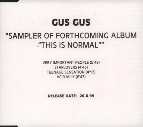 Gus Gus This Is Normal Sampler UK Promo CD-R acetate (138668)