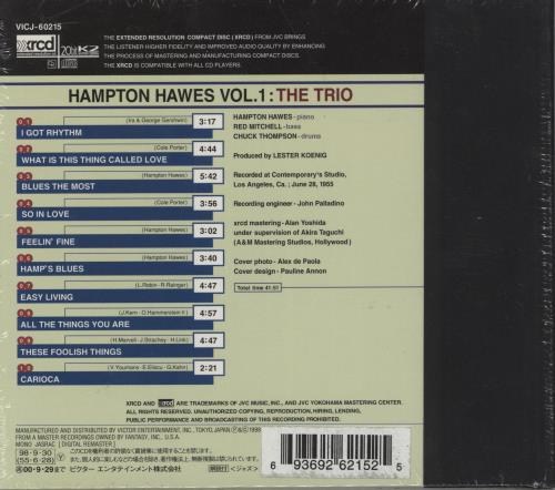 Hampton Hawes Vol 1: The Trio - Sealed Japanese CD album (CDLP) (772233)