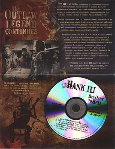 Hank III Straight to Hell - With Sticker US Promo CD-R acetate (379124)
