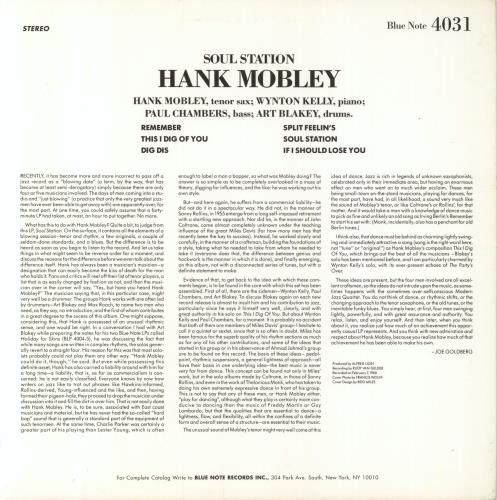 Hank Mobley Soul Station US vinyl LP album (LP record) (798599)