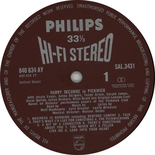 Harry Secombe Pickwick UK vinyl LP album (LP record) (651763)