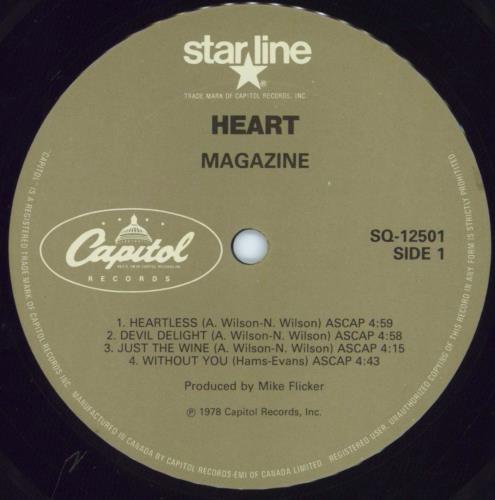 Heart Magazine Canadian vinyl LP album (LP record) (798569)