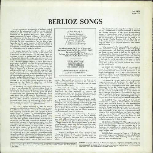 Hector Berlioz Berlioz: Complete Songs with Orchestra UK vinyl LP album ...
