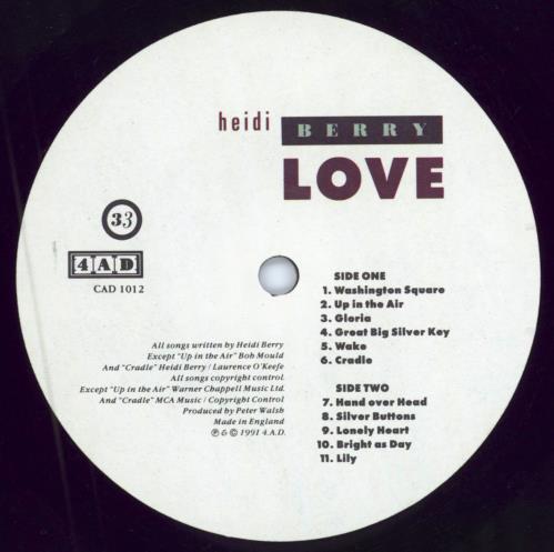 Heidi Berry Love UK vinyl LP album (LP record) (528996)