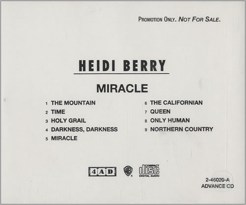 Heidi Berry Miracle US Promo CD album (CDLP) (453767)