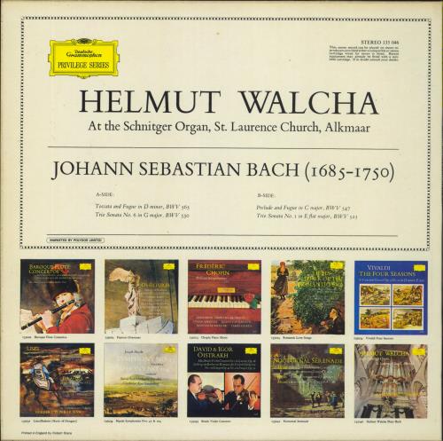 Helmut Walcha Bach Organ Works UK vinyl LP album (LP record) (804210)