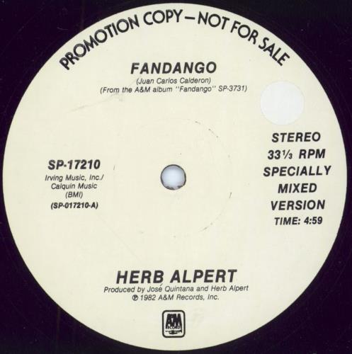 Herb Alpert Fandango US Promo 12" vinyl single (12 inch record / Maxi ...