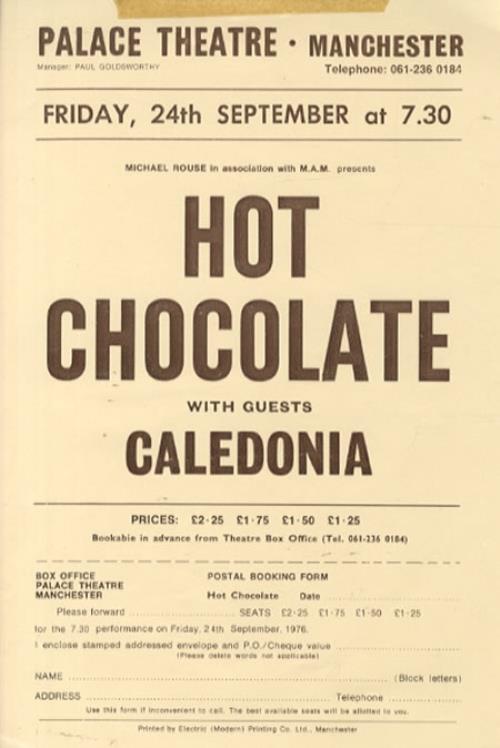 Hot Chocolate Palace Theatre UK Promo handbill (345110)