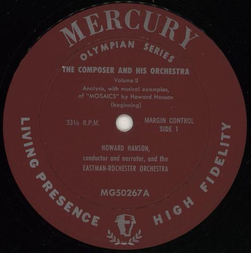 Howard Hanson The Composer And His Orchestra Vol. 2 US vinyl LP album ...