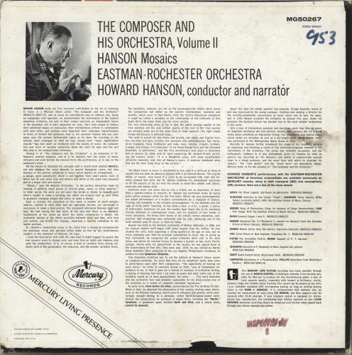 Howard Hanson The Composer And His Orchestra Vol. 2 US vinyl LP album ...