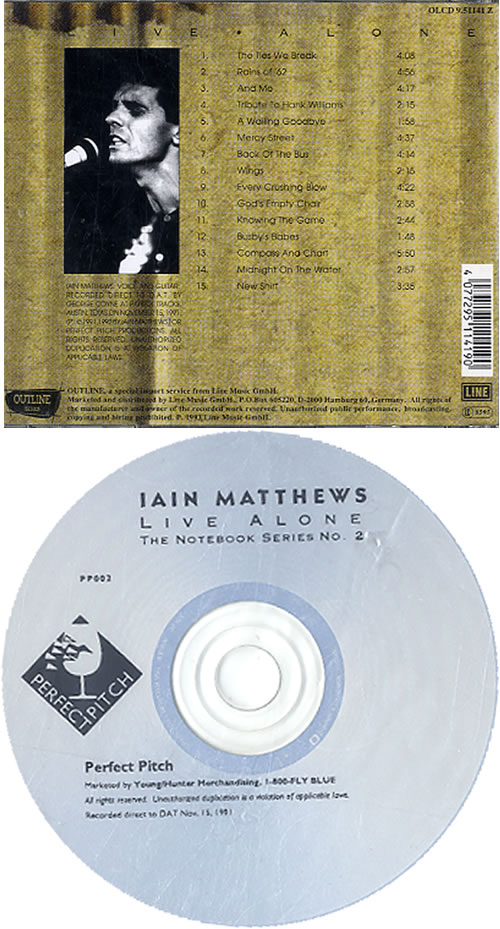Ian Matthews Live Alone US CD album (CDLP) (481874)