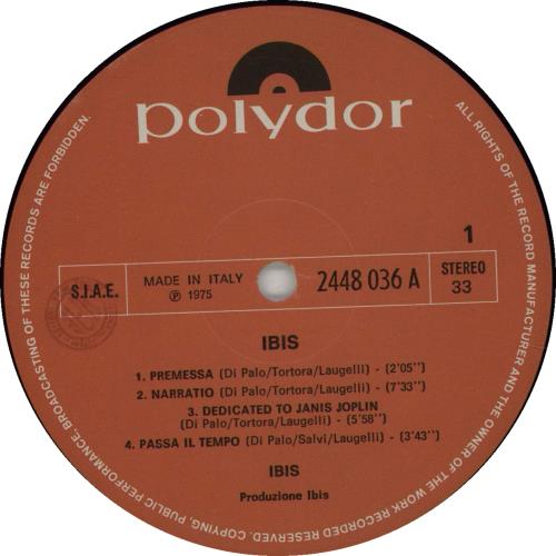 Ibis (Italian) Ibis Italian vinyl LP album (LP record) (670617)