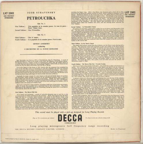 Igor Stravinsky Petrouchka UK vinyl LP album (LP record) (653780)