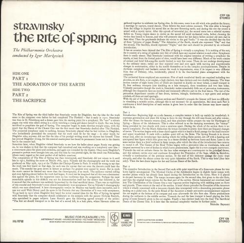 Igor Stravinsky Rite Of Spring UK vinyl LP album (LP record) (749240)
