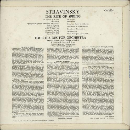 Igor Stravinsky The Rite Of Spring / Four Etudes For Orchestra UK vinyl LP album (LP record ...