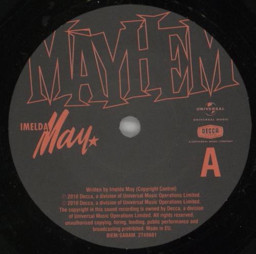 Imelda May Mayhem UK 7" vinyl single (7 inch record / 45) (850845)