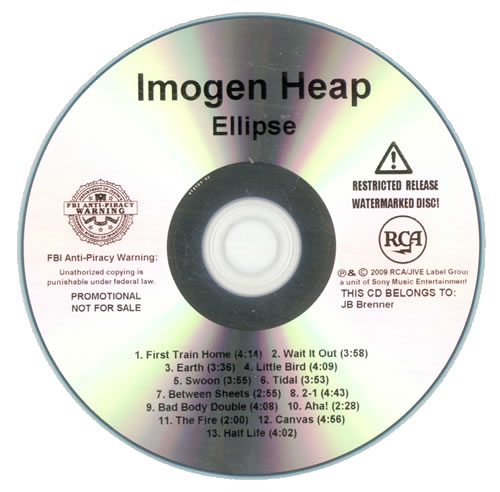 Imogen Heap Ellipse US Promo CD-R acetate (483983)
