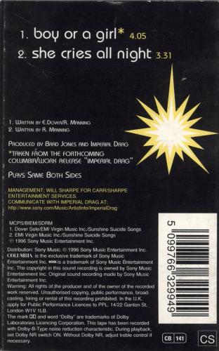 Imperial Drag Boy Or A Girl UK cassette single (274098)